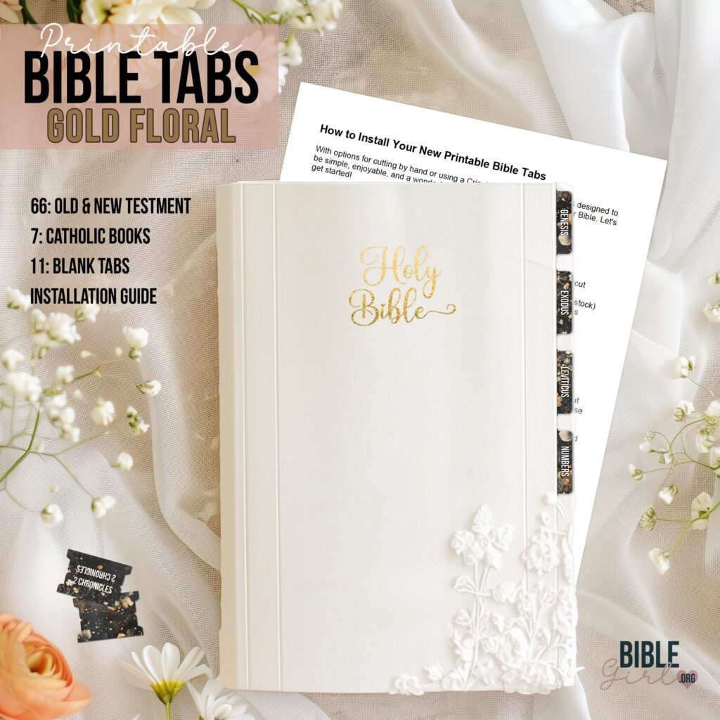 Printable Bible Tabs: Gold Floral | Bible Girl